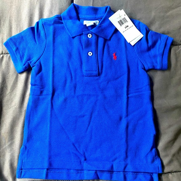 Shirts & Tops | Ralph Lauren Baby Boy Cotton Mesh Polo Shirt Blue ...